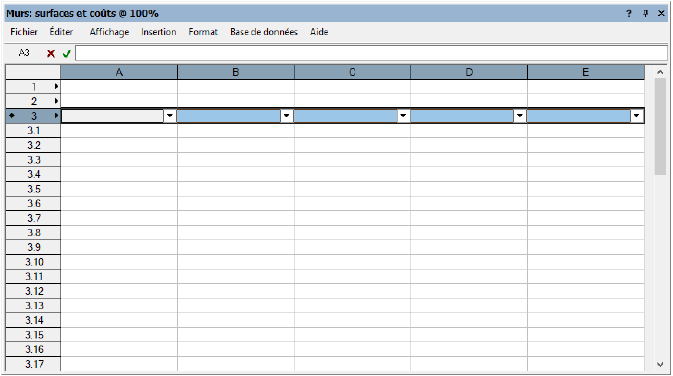 Tutoriel - Tableau: Créer un tableau à partir des donnés des murs